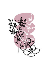 Spring flowers in vase continuous line art Vector Image