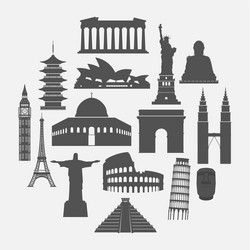 World famous landmarks icon set Royalty Free Vector Image