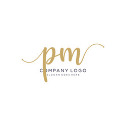Pm initial handwriting logo design Royalty Free Vector Image