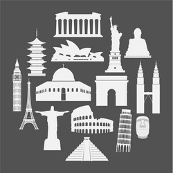 World famous landmarks icon set Royalty Free Vector Image