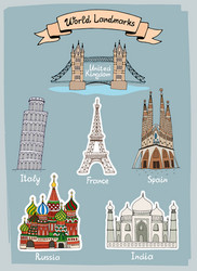 Landmarks and icons of spain Royalty Free Vector Image