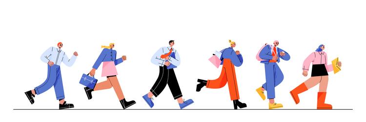 Business characters run people late in office Vector Image
