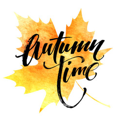 Fall time poster with colorful watercolor leaves Vector Image
