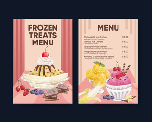 Menu template with ice cream flavor Royalty Free Vector
