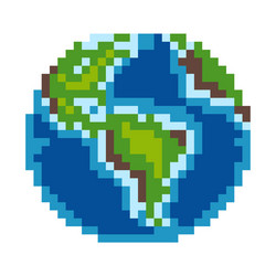Pixel earth landscape for game assets Royalty Free Vector