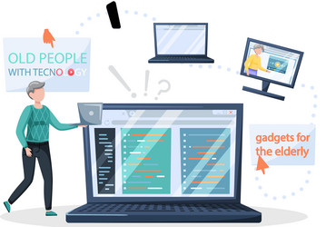 Social concept old people using computer Vector Image