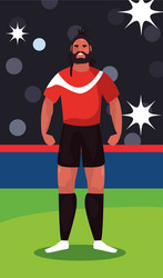 Soccer player man standing in stadium Royalty Free Vector