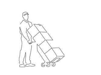 Logistics line drawing Royalty Free Vector Image