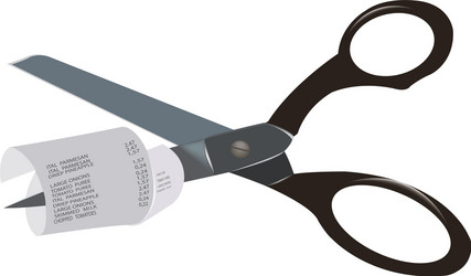 Scissor that cuts spending receipt Royalty Free Vector Image
