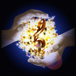 Treble clef in the star of arrows space Royalty Free Vector