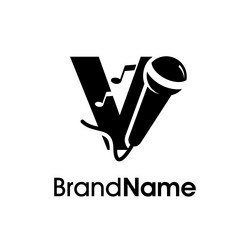 Simple initial v microphone logo Royalty Free Vector Image