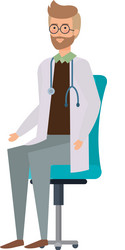 Doctor sitting in office chair Royalty Free Vector Image