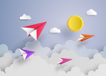 Paper planes on the grunge background Royalty Free Vector