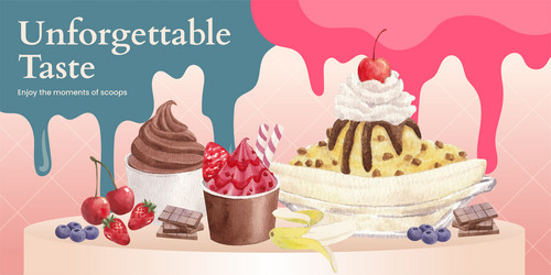 Blog header template with ice cream flavor Vector Image