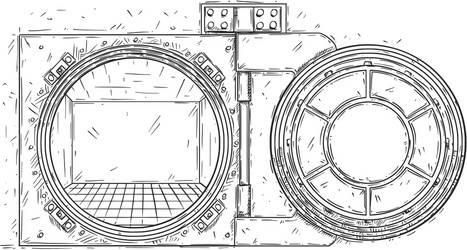 Cartoon drawing of open vault door with pile Vector Image