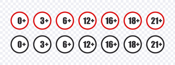 Age limit icons restriction badges Royalty Free Vector Image