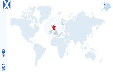 Zoom on scotland map and flag world Royalty Free Vector