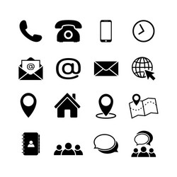 Contact icons in flat style Royalty Free Vector Image