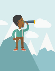 Black man standing on the top of cloud with red Vector Image