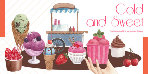 Blog header template with ice cream flavor Vector Image