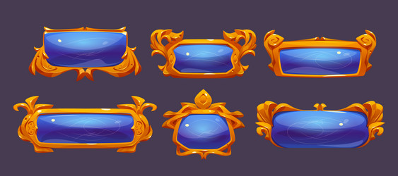 Medieval golden buttons ui game menu elements Vector Image