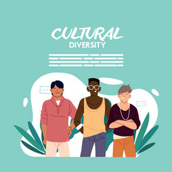 Men cartoons cultural diversity with leaves Vector Image