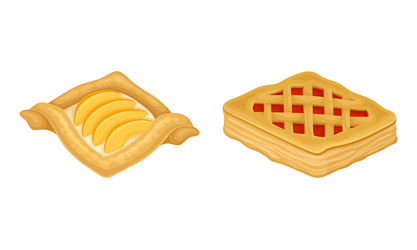 Puff pastry products for bakery menu set sweet Vector Image