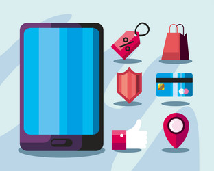 Online store items poster Royalty Free Vector Image