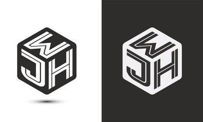 J h w letter logo design with cube Royalty Free Vector Image
