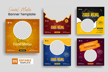 Delicious food menu social media post banner Vector Image