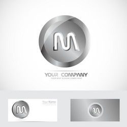 Silver grey metallic letter m logo design Vector Image