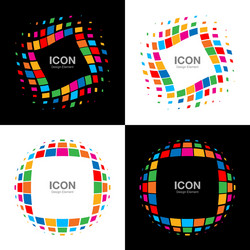 Rainbow polygon emblems hi tech logo set Vector Image
