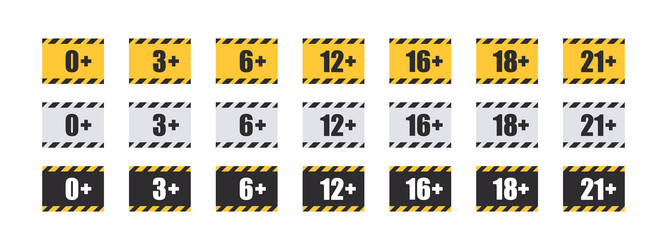 Age requirement icons bar recommended Royalty Free Vector