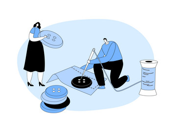 Clothing repair icons set outline cloth Royalty Free Vector