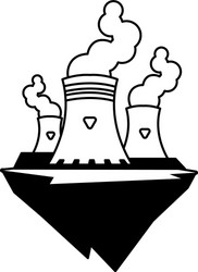 Nuclear reactor over terrain white background Vector Image