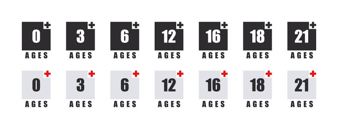 Age requirement icons bar icons recommended Vector Image