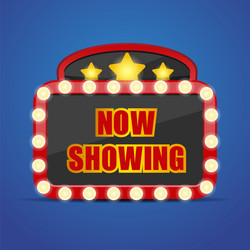 Now open glowing neon and bulb sign cinema movie Vector Image