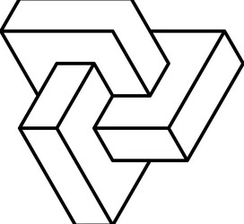 Penrose impossible tribar triangle engraving Vector Image