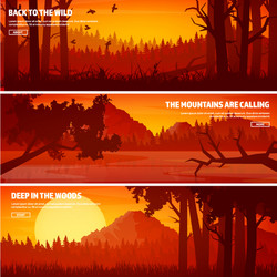 Cartoon nature landscape summer evening forest Vector Image