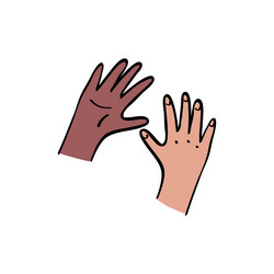 Kids hands reaching out to each other unity Vector Image