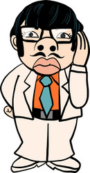 Man wear white suite cartoon in action Royalty Free Vector