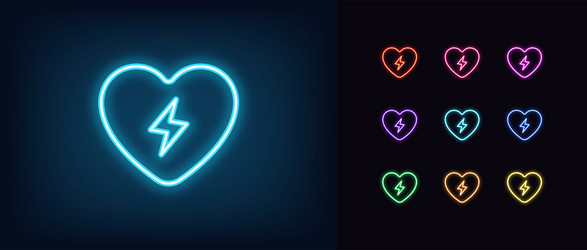 Outline neon electric battery icon set glowing Vector Image