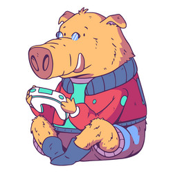 Wild boar animal gamer character Royalty Free Vector Image