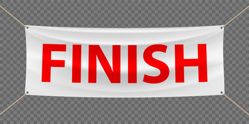 Finish line with red textile banner and ribbon Vector Image