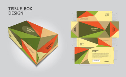 Tissue box packaging design on polygon background Vector Image