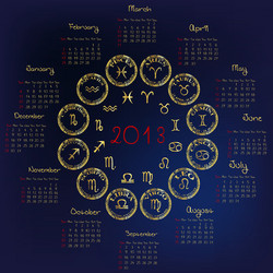 Zodiac calendar Royalty Free Vector Image - VectorStock