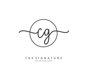 Cg initial letter handwriting and signature logo Vector Image