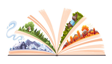 Fairytale enchanted magic book filled with fantasy