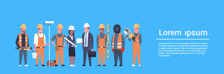 Construction workers set repair service employees Vector Image