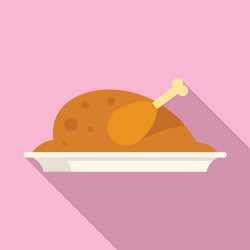 Cooked chicken icon flat roast food Royalty Free Vector